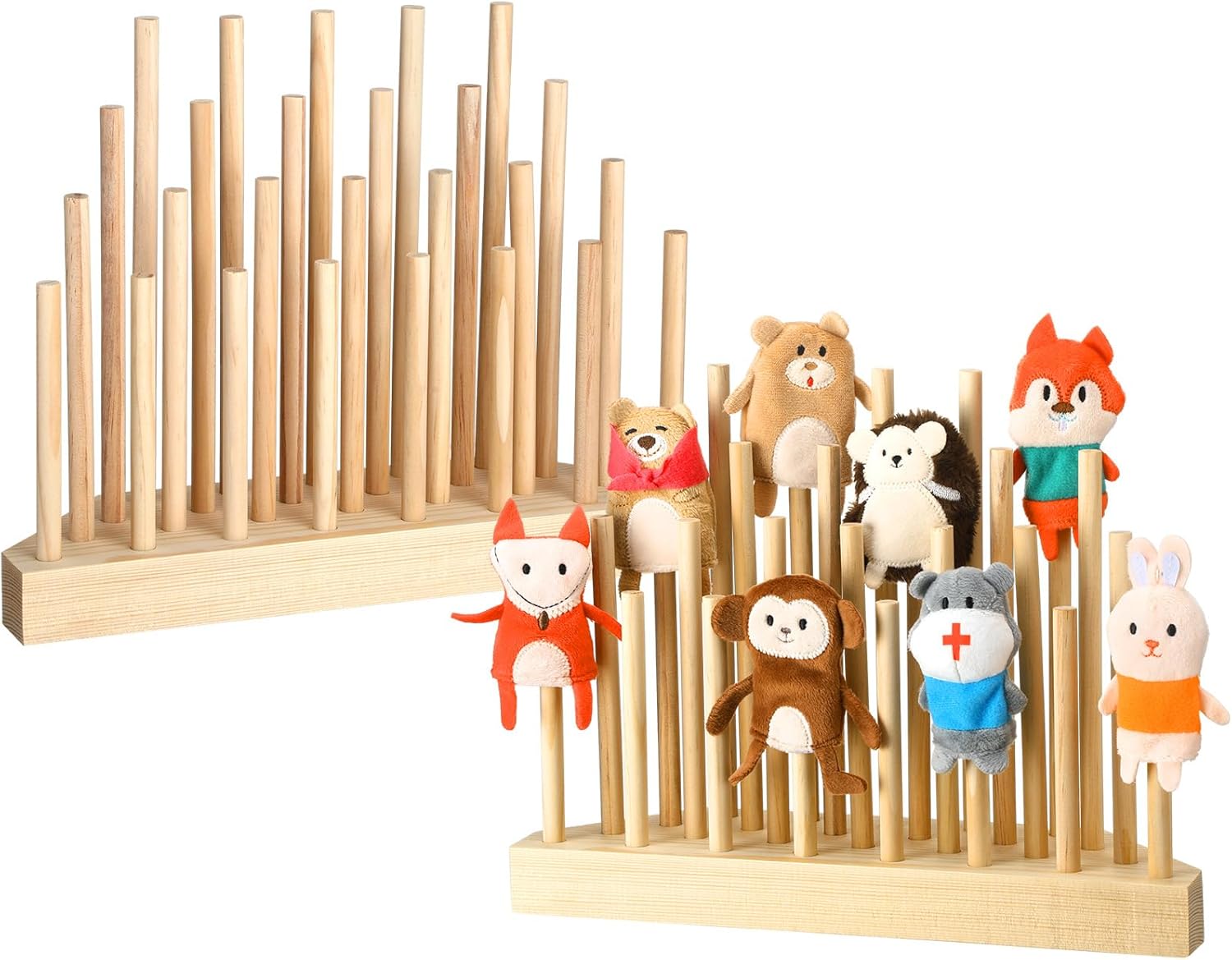 Amazon.com: Briwooody Finger Puppets Stand 11.8 x 3 Inch Wooden Finger ...