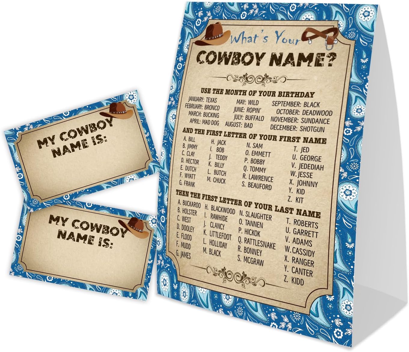 Amazon.com: ZAQTS What's Your Cowboy Name for Baby Shower Game ...