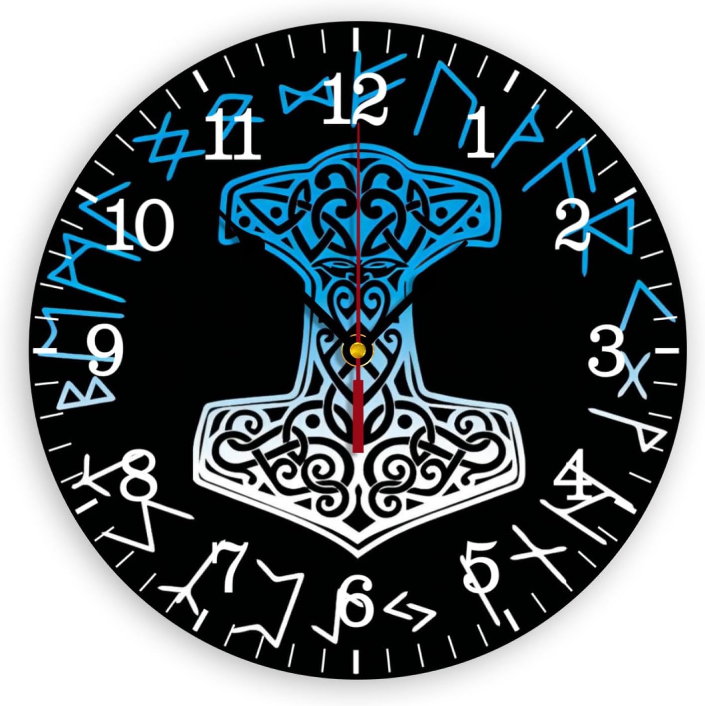 Amazon.com: Vcjta Wall Clocks Vikings Mjolnir and Runes Norse Mythology ...