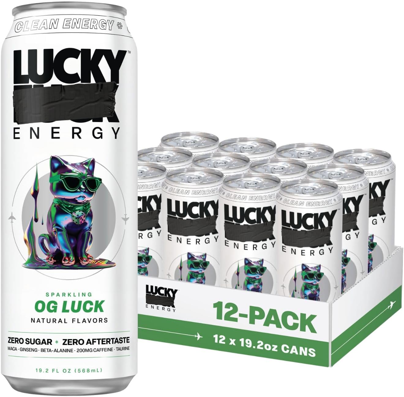 Amazon.com : Lucky Energy Sugar Free Energy Drinks 19.2 Fl Oz Cans ...