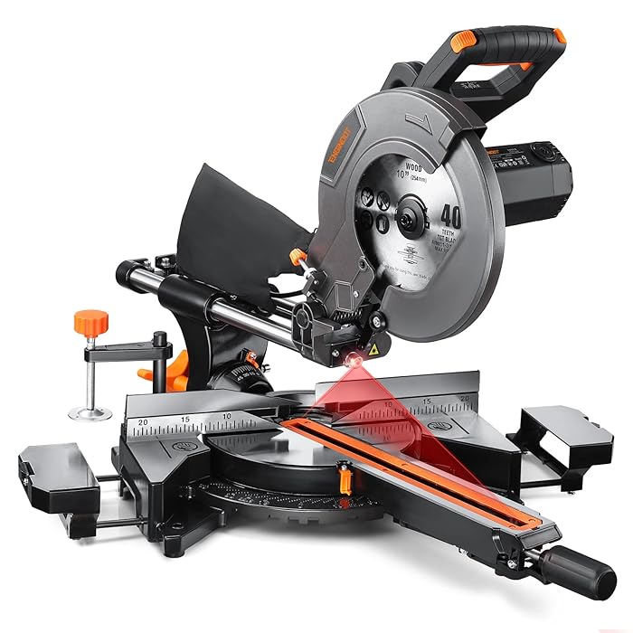 Buy ENGiNDOT Sliding Miter Saw, 10-Inch Single Bevel Compound Miter Saw ...