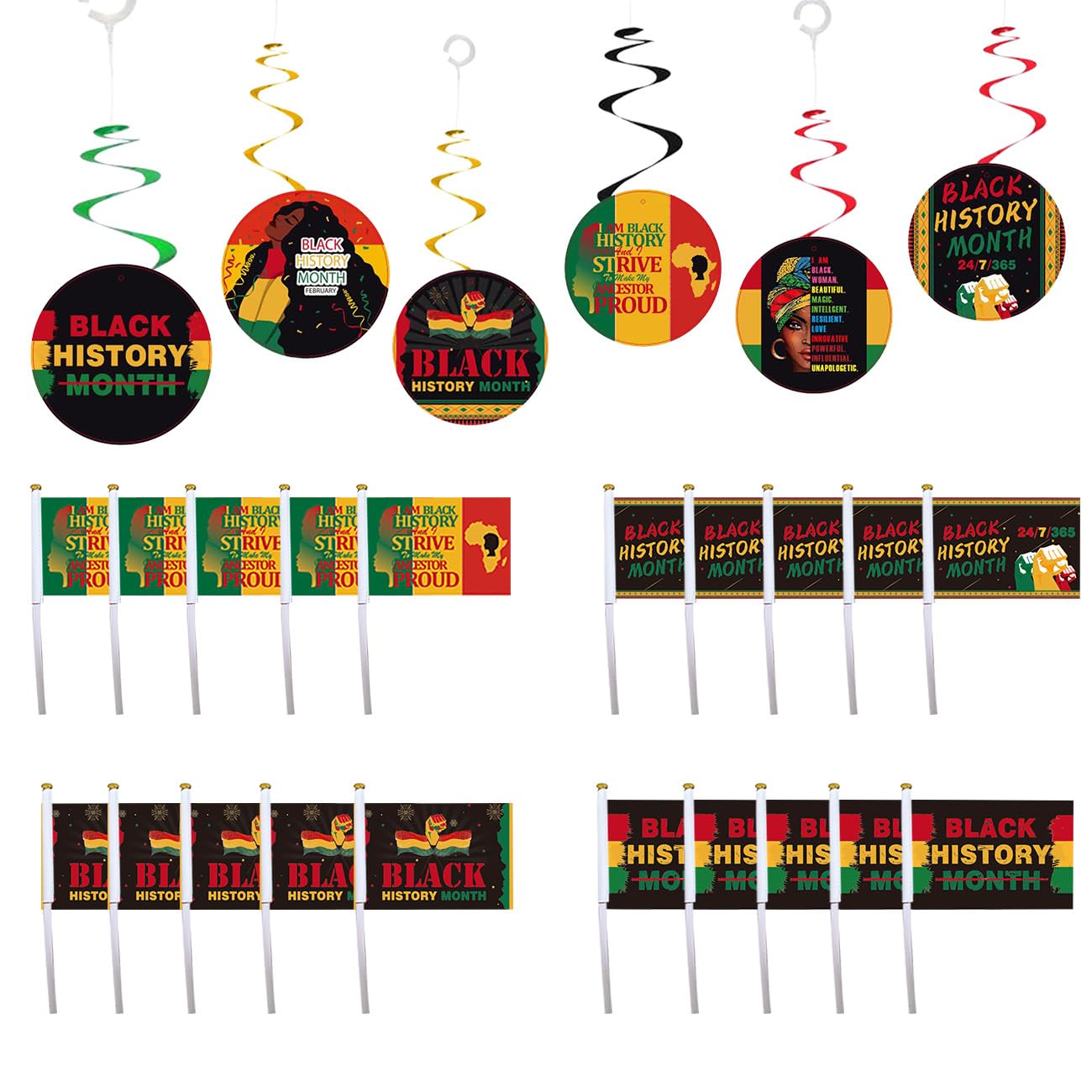 Black History Month Hanging Swirls Black History Month Small Mini Flag ...