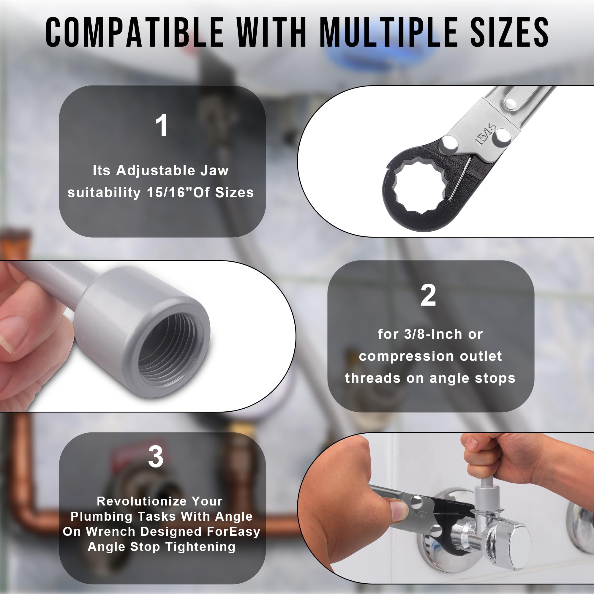 Plumber Tools Angle Stop Wrench Kit - Professional Plumbing Tool For ...