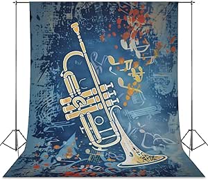 Amazon.com : Trumpet Cyan Note Splash Photo Banner Backdrop Backdrop ...