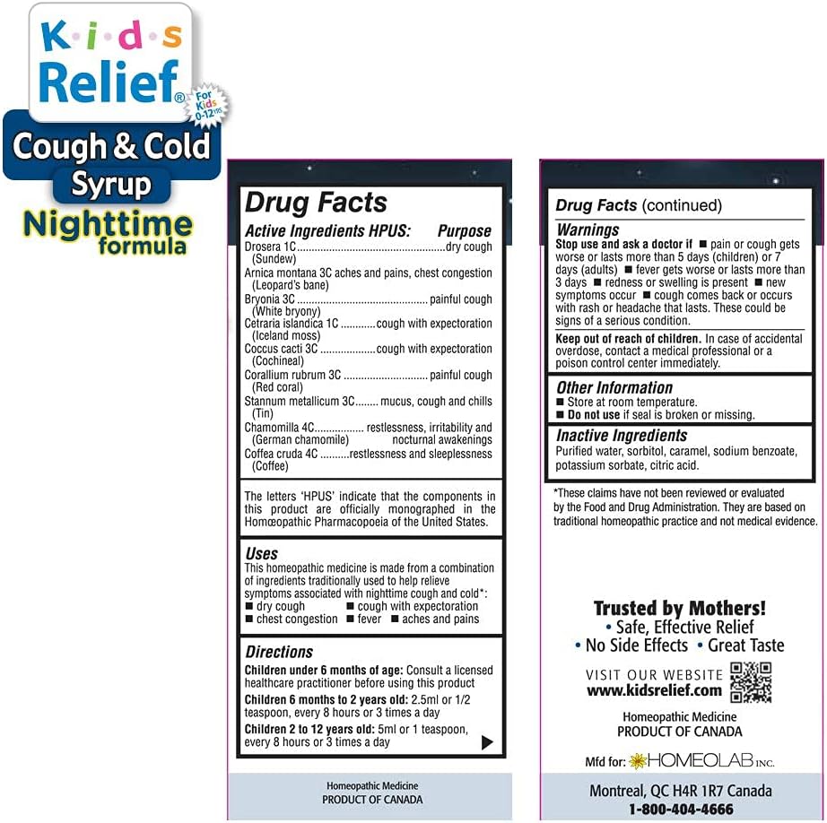 Kids Relief Combo de jarabe para la tos y el frío fórmula diurna y ...