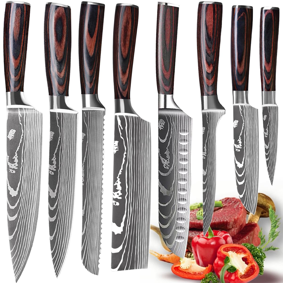 JOHOOBO 8 Stücke Kochmesser Universalmesser Küchenmesser Scharfe aus ...