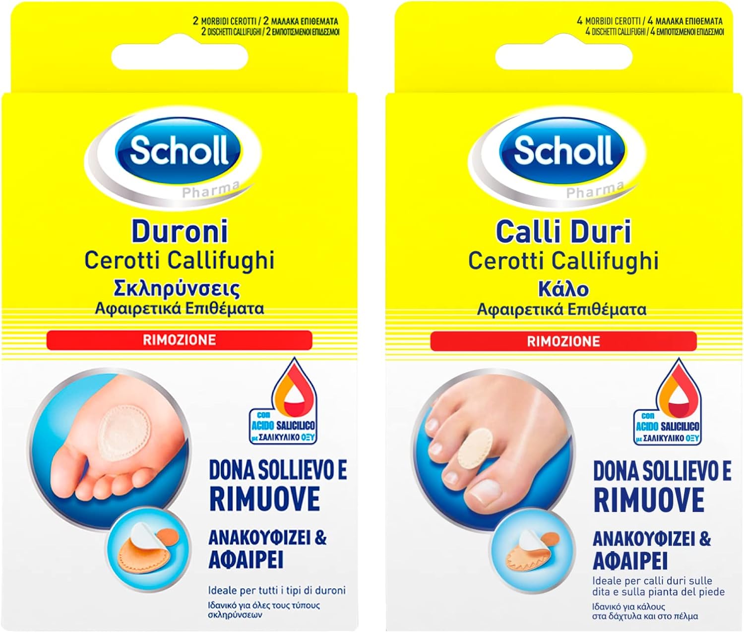 Scholl Cerotti Callifughi per Calli Duri con Acido Salicilico per ...