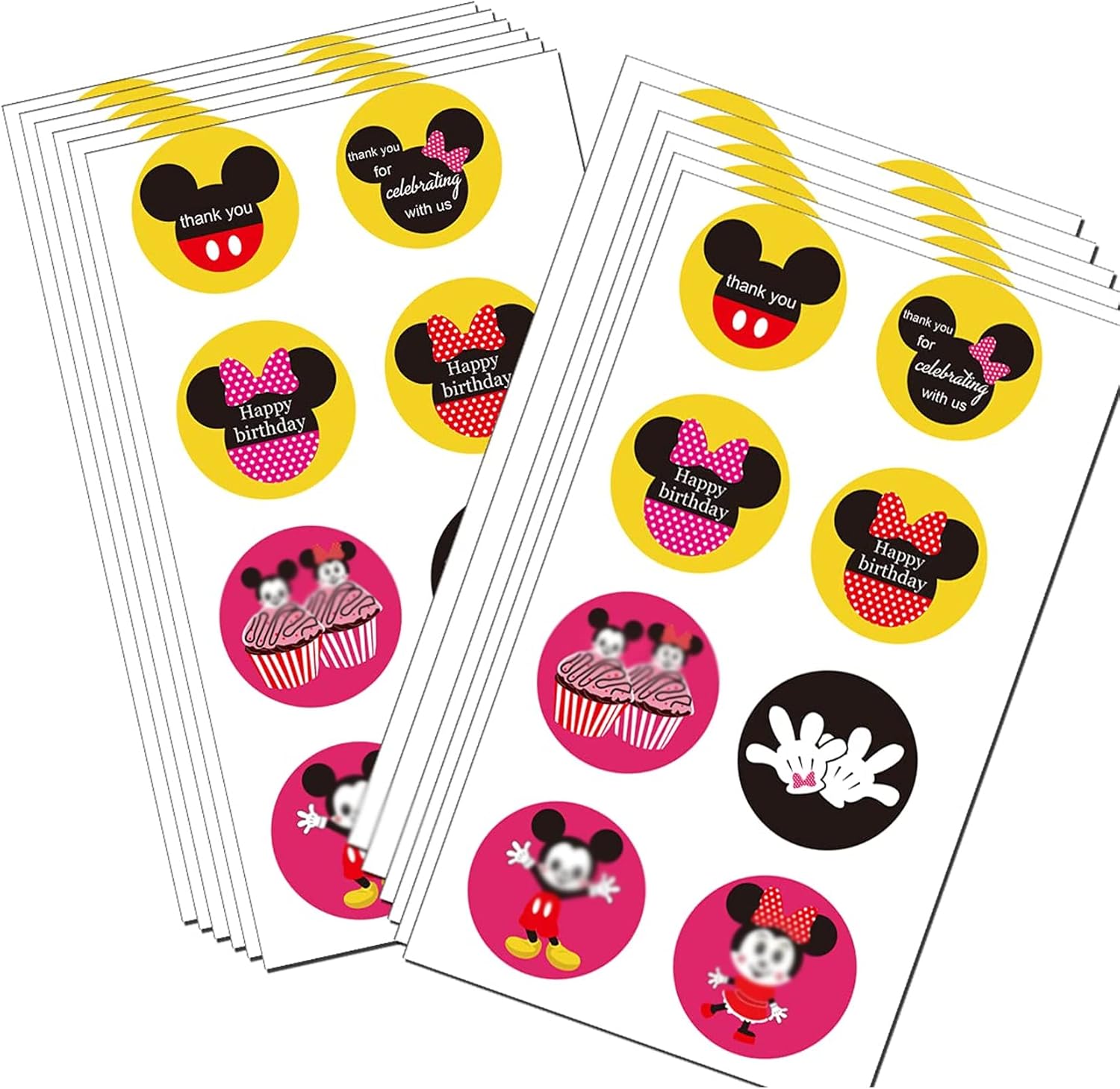 Amazon.com: wootile Mickey Ears Stickers 2 Inch Head Sticker-Pink,Thank ...