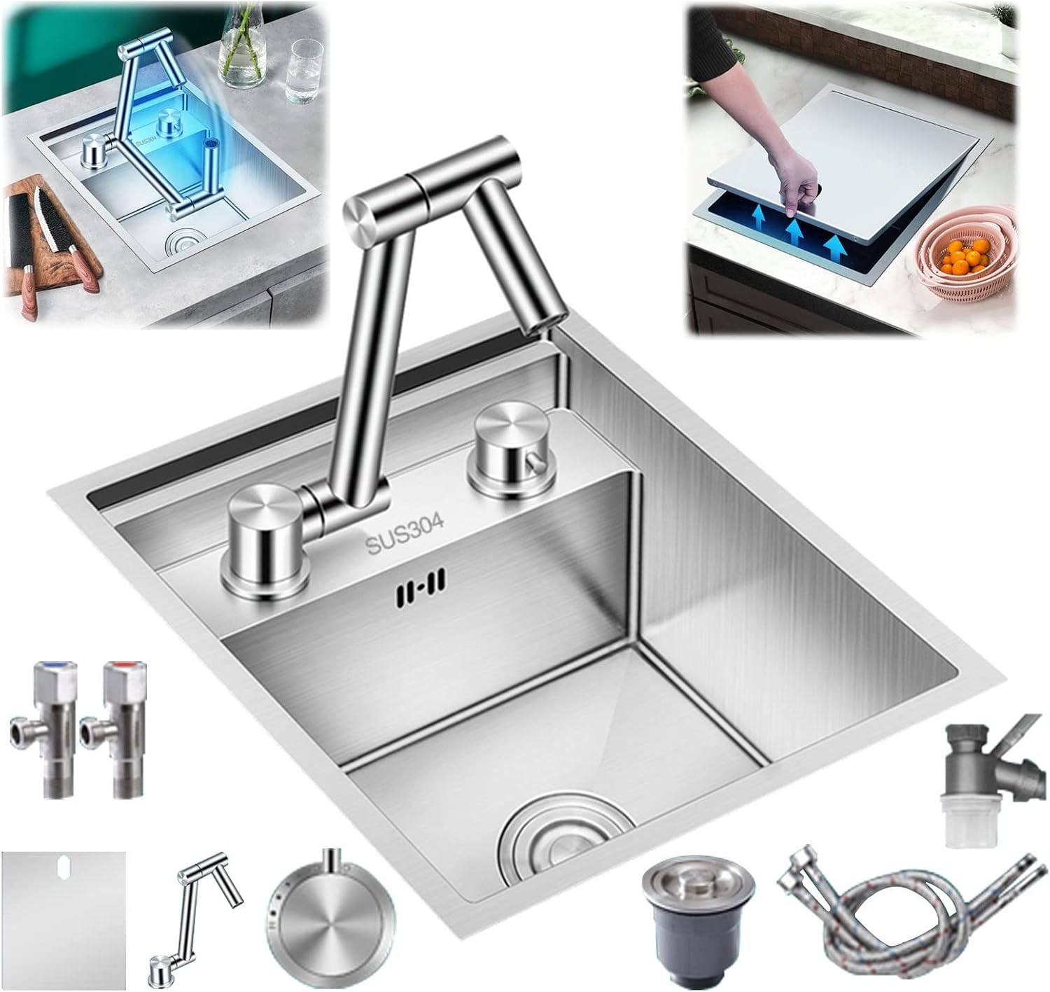 SieHam Sinks,Kitchen Sink Concealed Stainless Steel Sink Single Slot ...