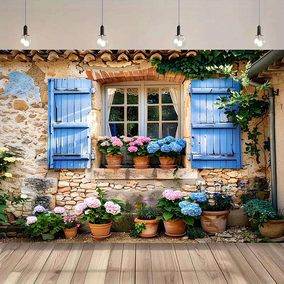 Amazon.com : Italian Pastoral Town Backdrops Flowers Window Photography ...