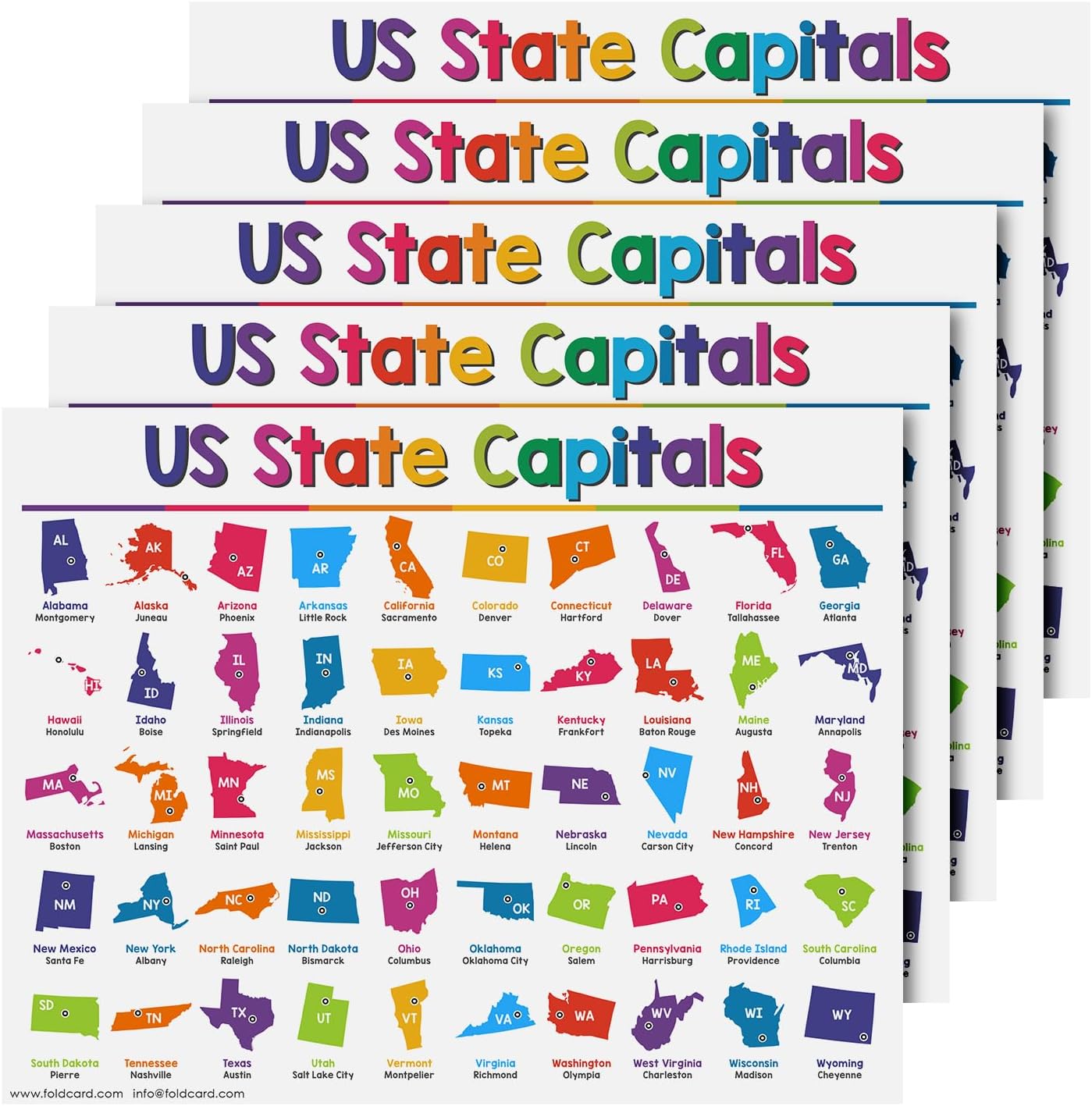 Amazon.com: USA State Capitals Educational Posters for Kids – Classroom ...