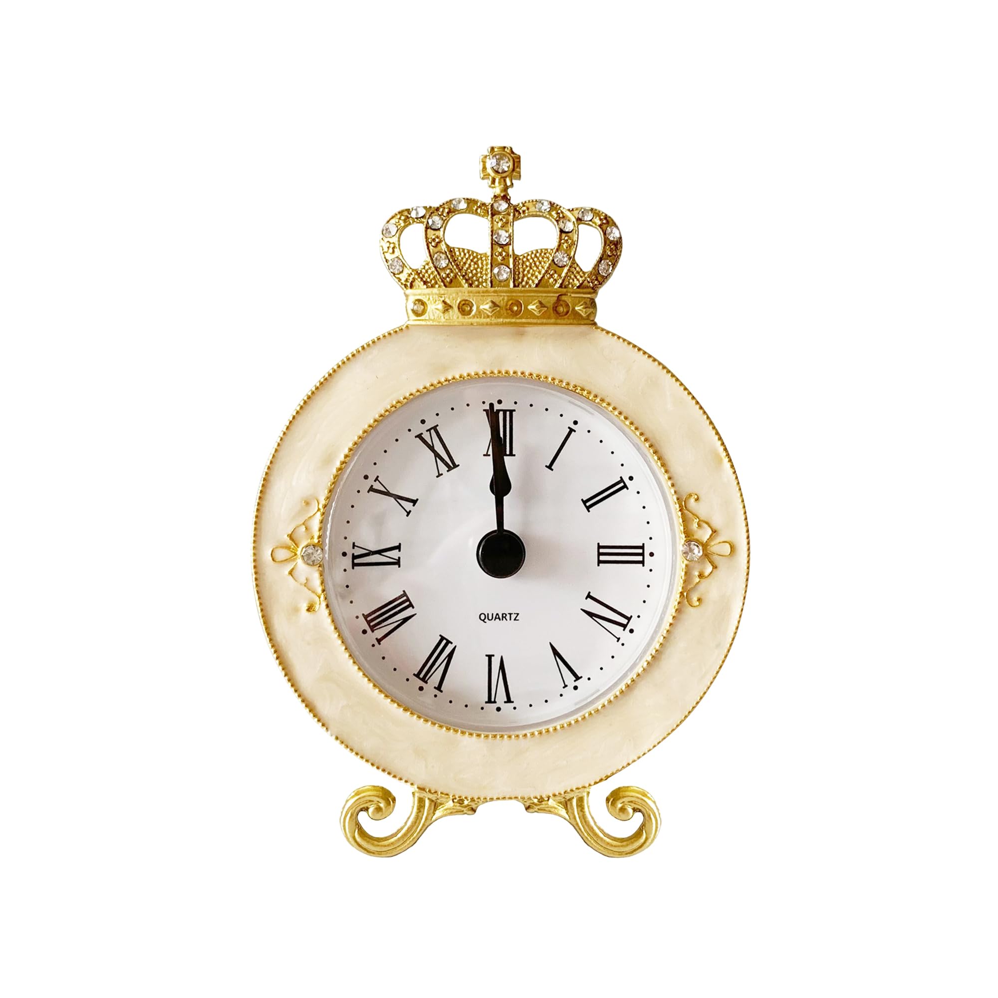 Amazon.com: Pasiir Vintage Mini Analog Table Clock, Silent Crown Table ...