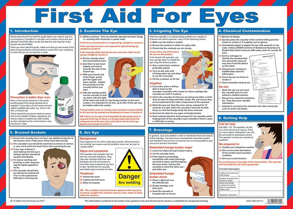 Safety First Aid Laminated First Aid for Eyes Poster : Amazon.co.uk ...