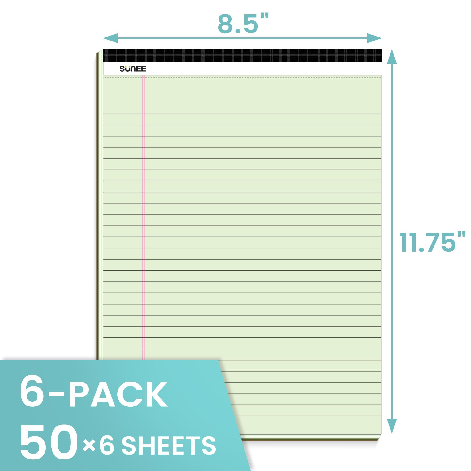 Snapklik.com : Legal Pads Writing Pads, 6-Pack 85"x1175" Colored Wide ...