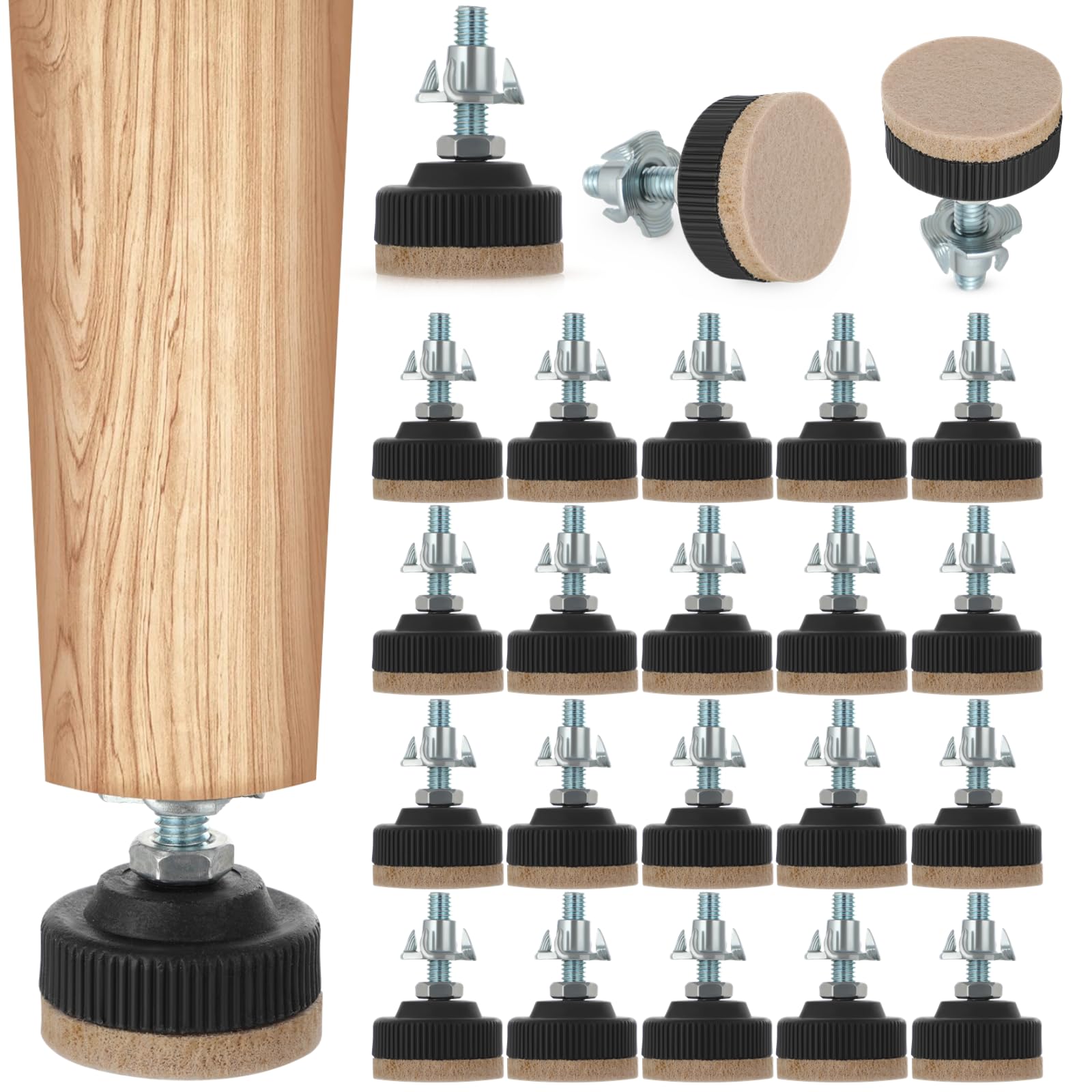 Furniture Levelers, 24Pcs Furniture Leveling Feet with Floor Protector ...