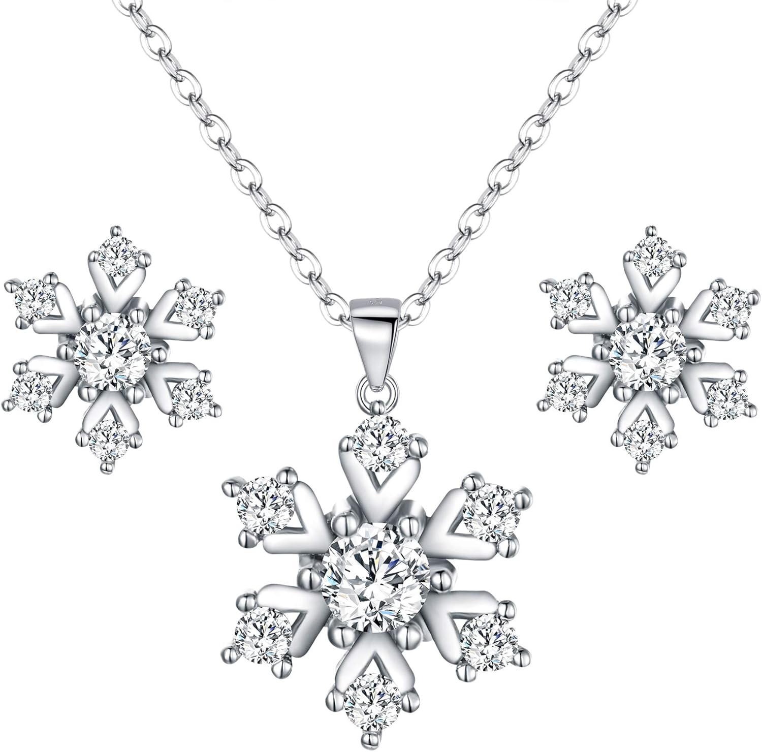 Amazon.com: BriLove 925 Sterling Silver Snowflake Jewelry Set for Women ...