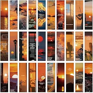 Amazon.com: LiYiQ 90 Pcs Paper Sunset Bookmarks Aesthetic Design Nice ...