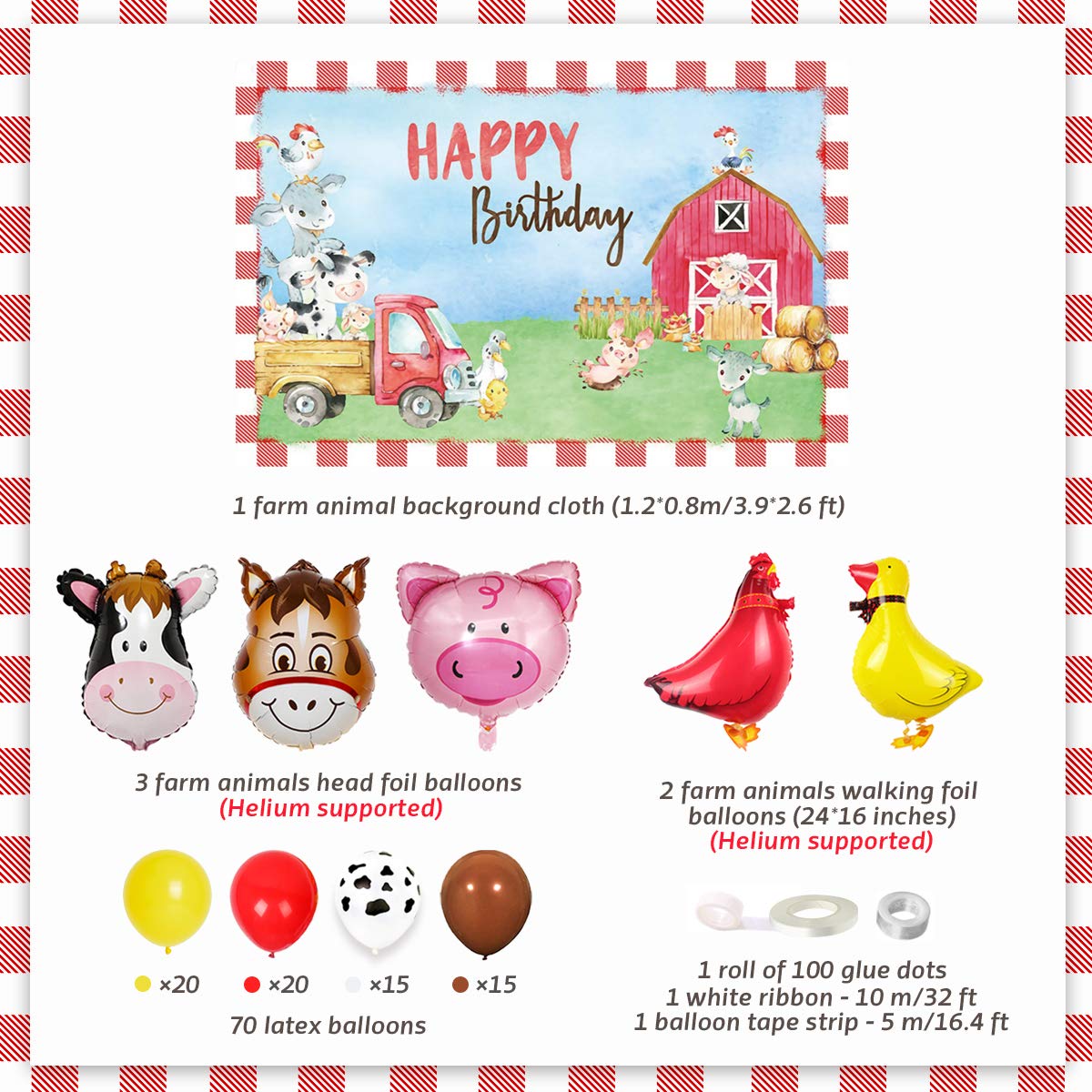 Buy Kreatwow 75 Pack Farm Animal Party Balloons Garland Arch Kit ...