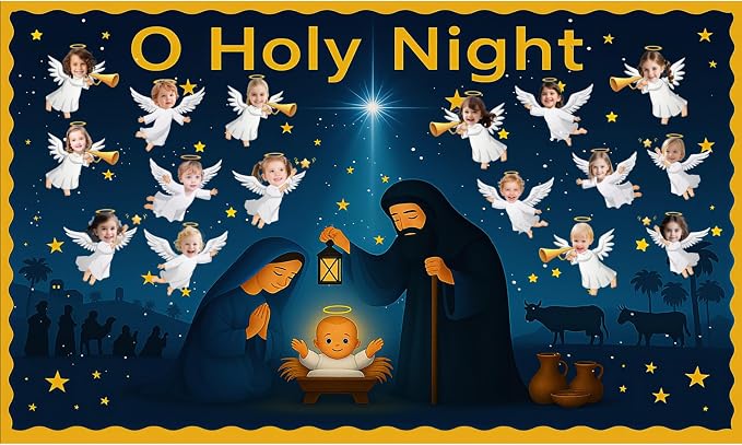 Amazon.com: Harloon Christmas Nativity Bulletin Board Decorations Angel ...