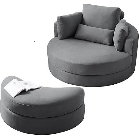 Amazon.com: 360° Swivel Round Accent Barrel Chair with Half Moon ...
