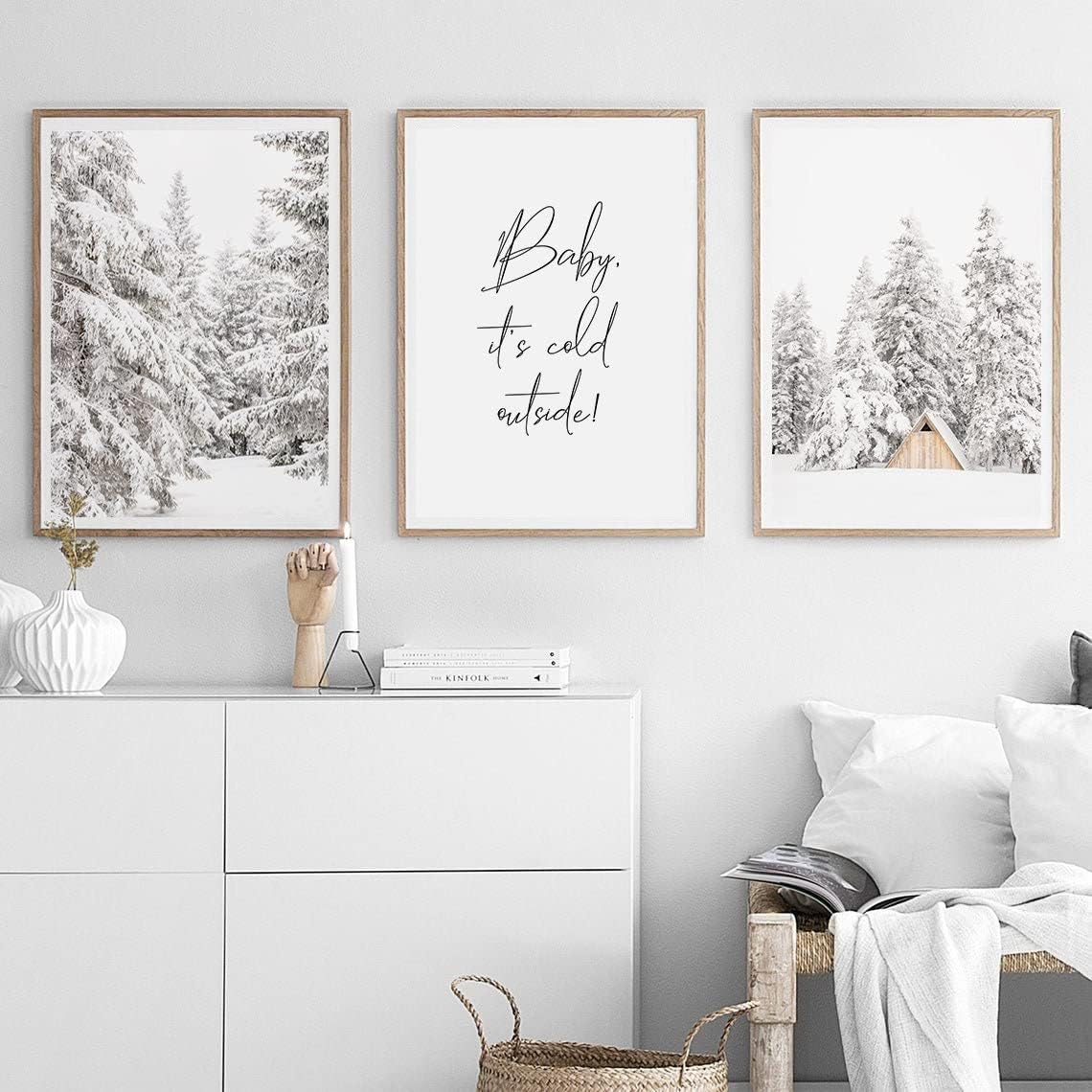 Amazon.com: NATVVA 3 Pieces Winter Landscape Prints Baby It's Cold ...