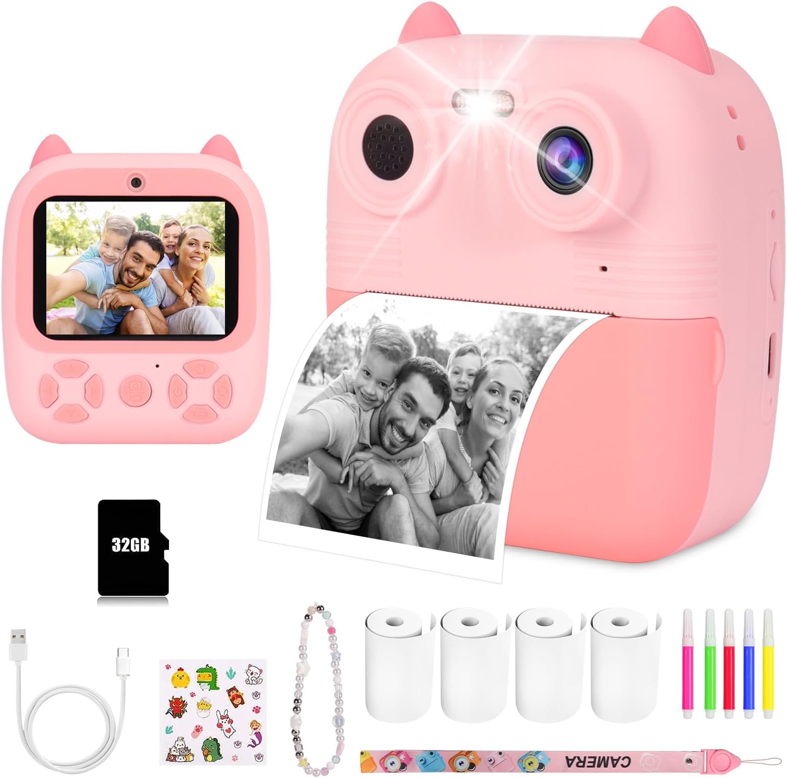 Amazon.com : Kids Instant Camera, Mijiaowatch 12MP/1080P Kids Digital ...