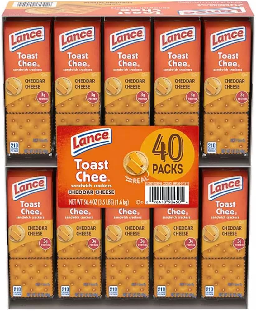 Amazon.com: Lance Toast Chee Cheddar Cheese Sandwich Snack Crackers, 40 ...