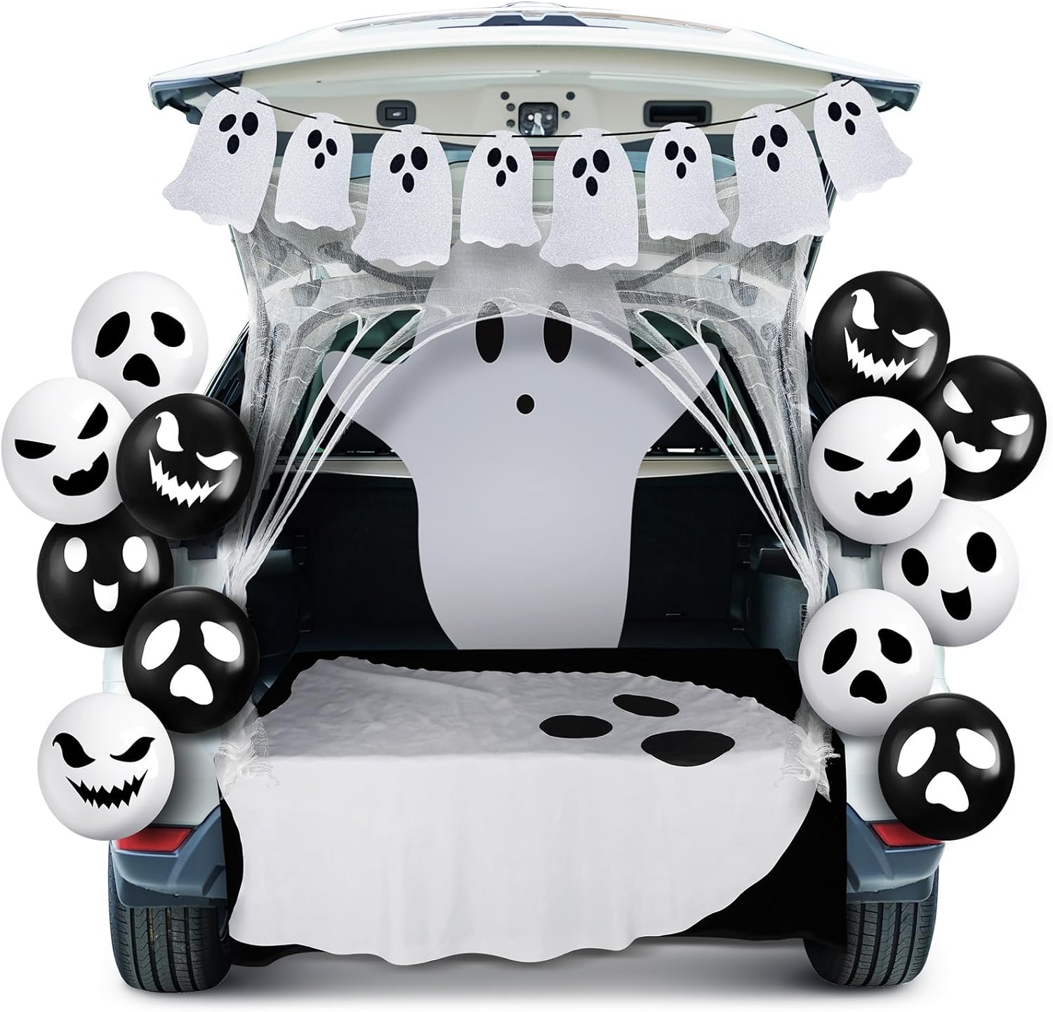 Amazon.com: MiniInflat 43 Pcs Halloween Trunk or Treat Ghost Car Decoration Kit Props for Garage ...