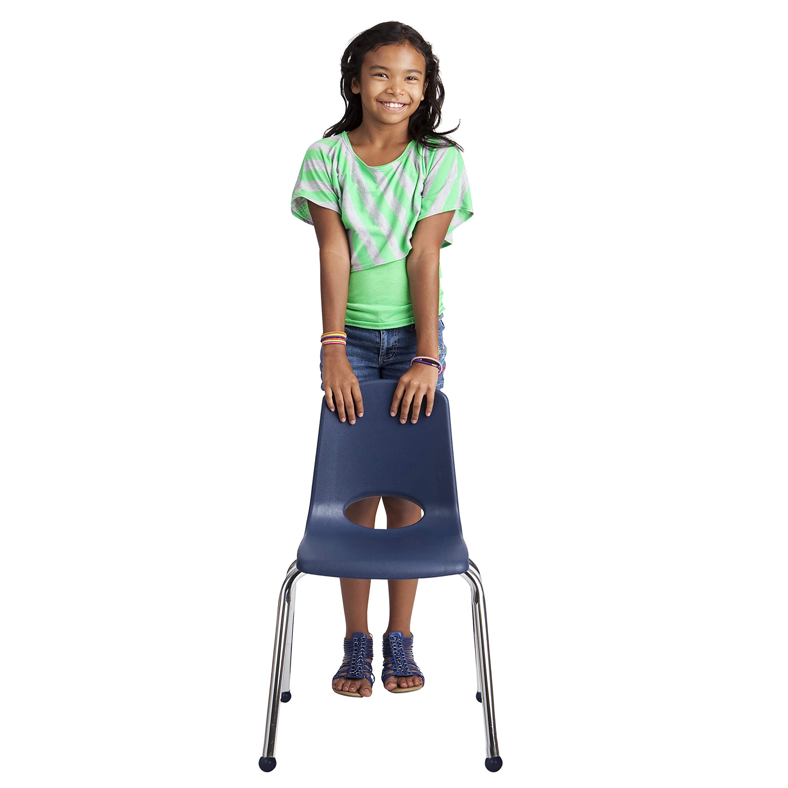 FDP 16" School Stack Chair, Stacking Student Seat with Chromed Steel ...