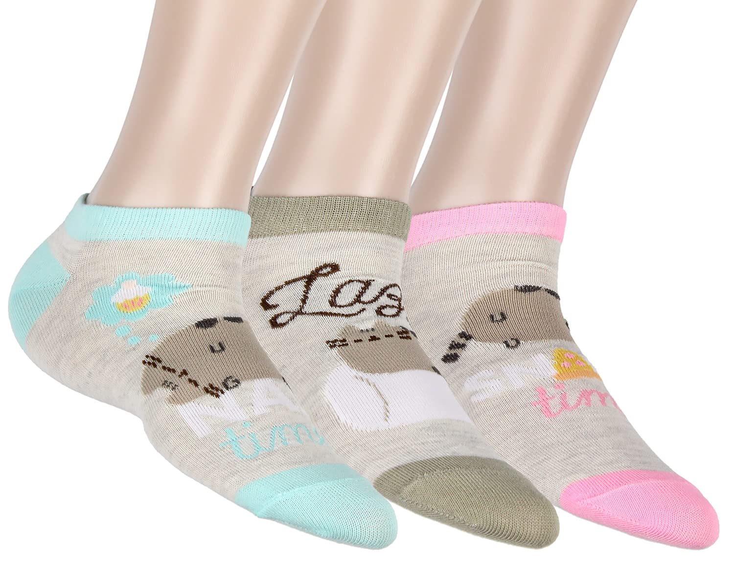 Amazon.com: Isaac Morris Pusheen Lazy 3 Pack Ankle Socks Standard, Pink ...