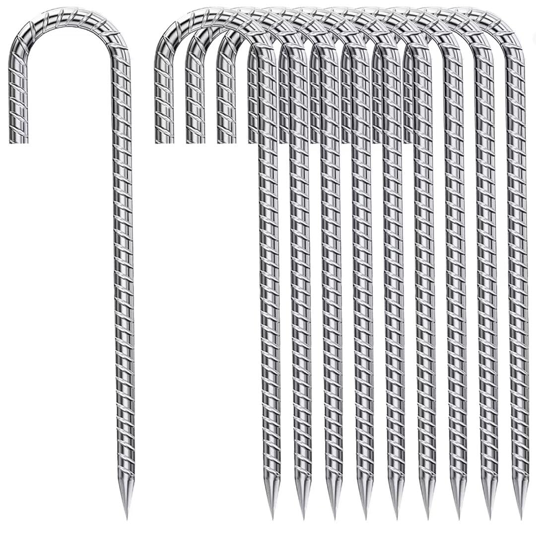 Amazon.com : Rebar-Stakes-12-Inch, Ground Stakes Heavy Duty J-Hook ...