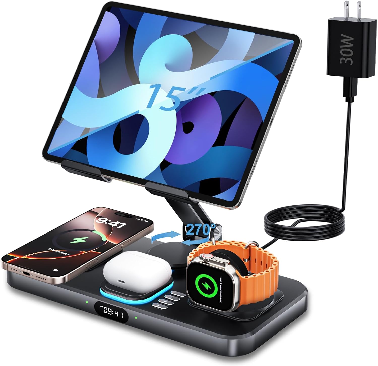 6 in 1 Wireless Charger Compatible for Apple Devices, iPad Charging ...