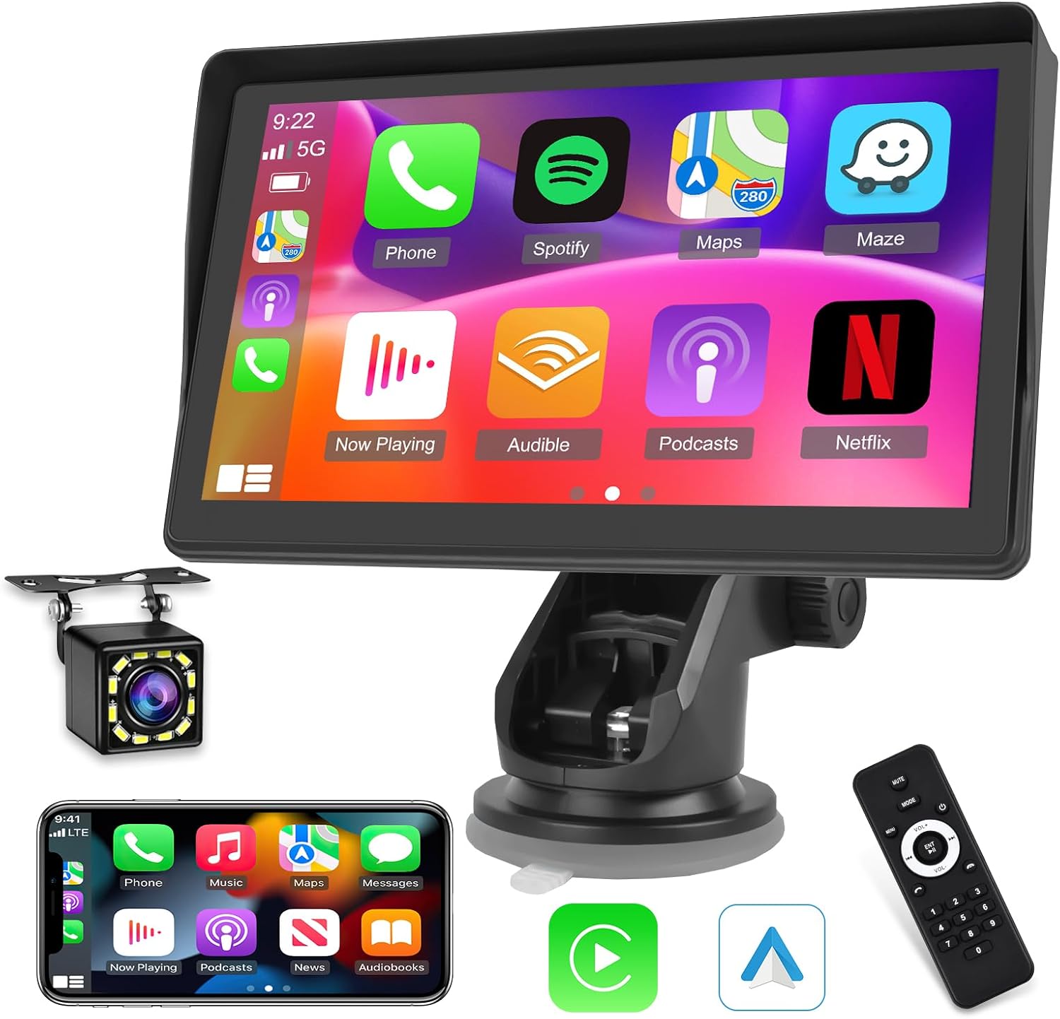 Amazon.com: 7 Inch Protable Apple Carplay Car Screen, Wireless Android ...