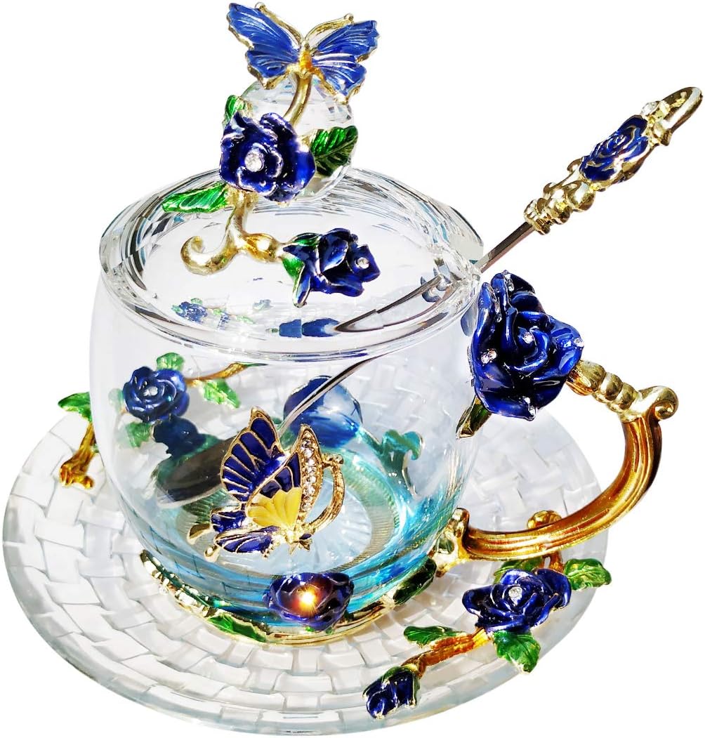 Amazon.com: Pretty Glass Tea Sets for Women, Small Coffee Espresso Shot ...