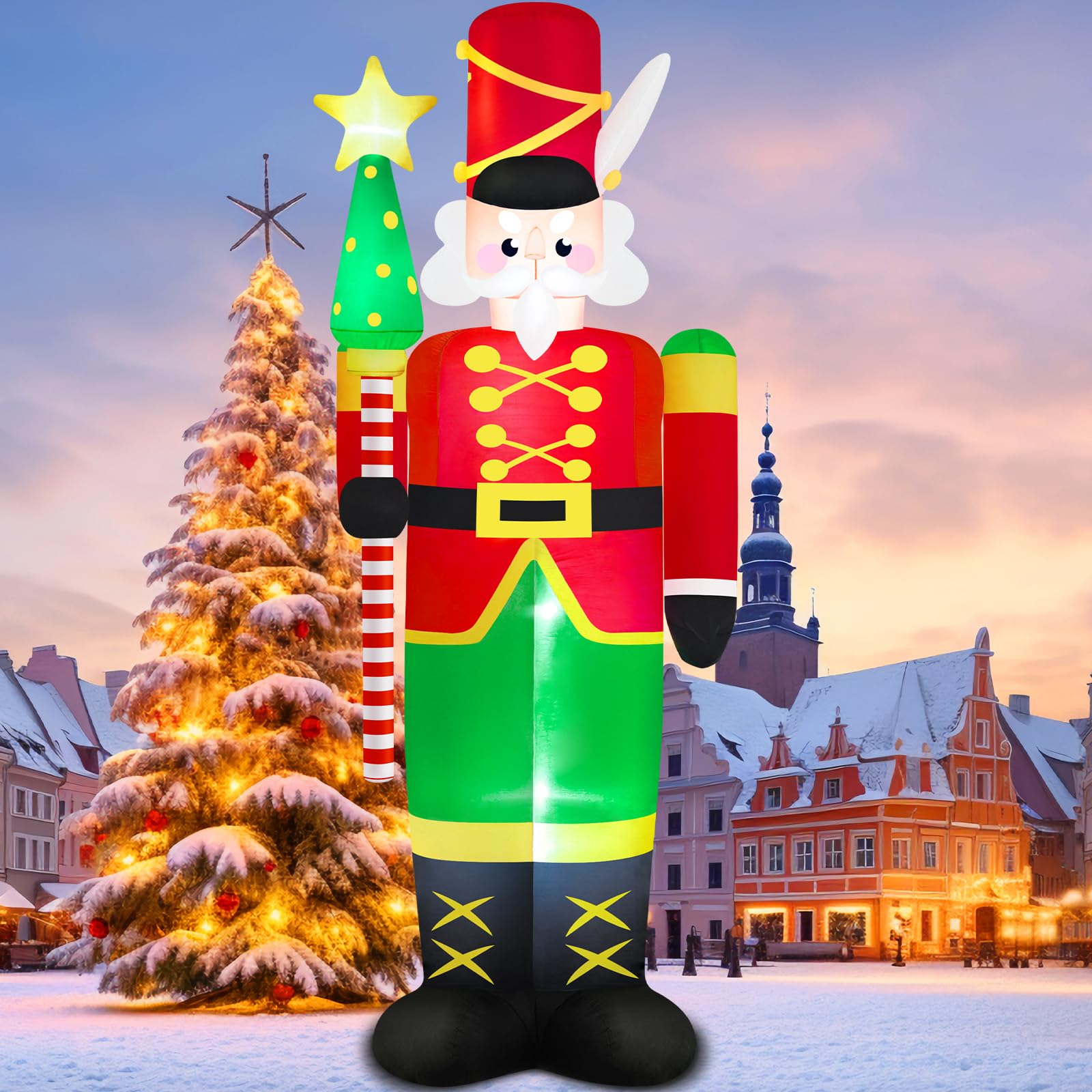 Snapklik.com : MICOCAH 12FT Giant Christmas Inflatables Nutcracker Soldier