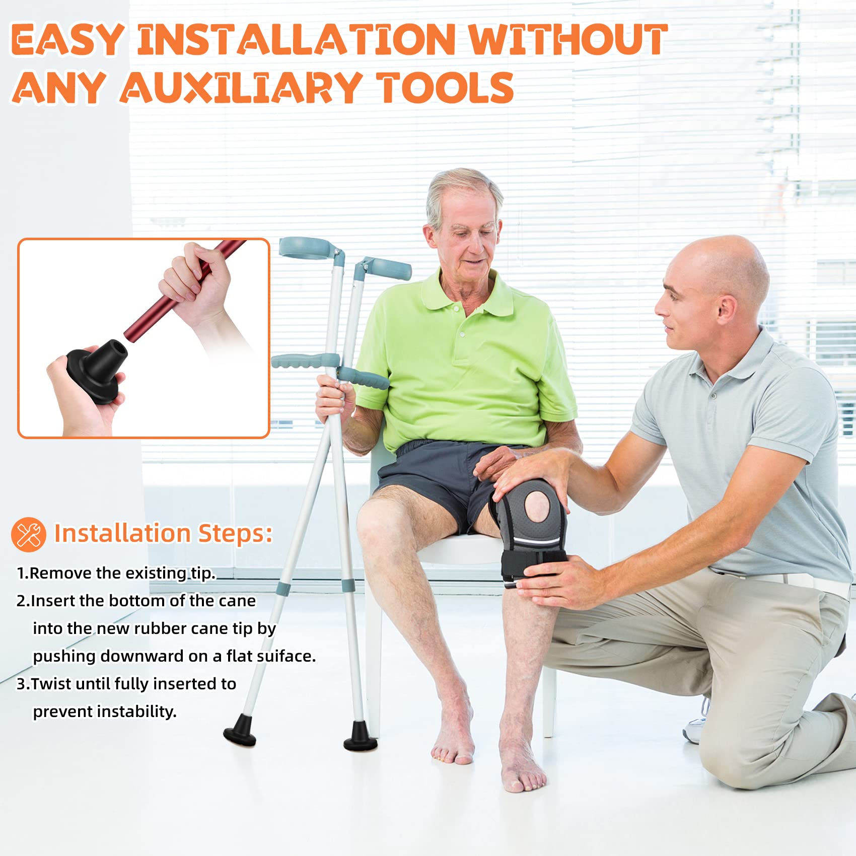 Snapklik.com : 2 Pack Rubber Cane Tips 3/4 Inch Heavy Duty Walking Cane ...