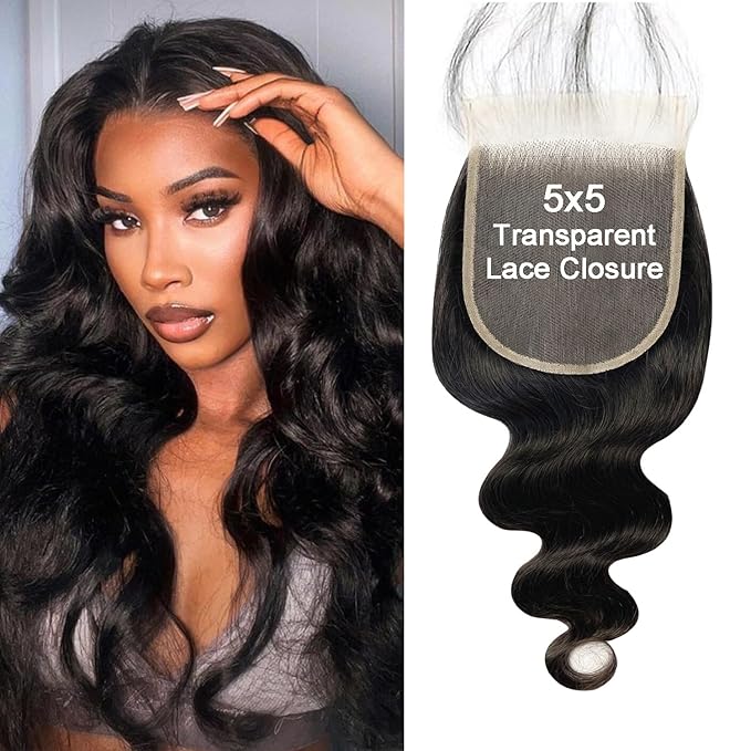 Amazon.com : 5x5 Transparent HD Lace Closure Body Wave human hair ...