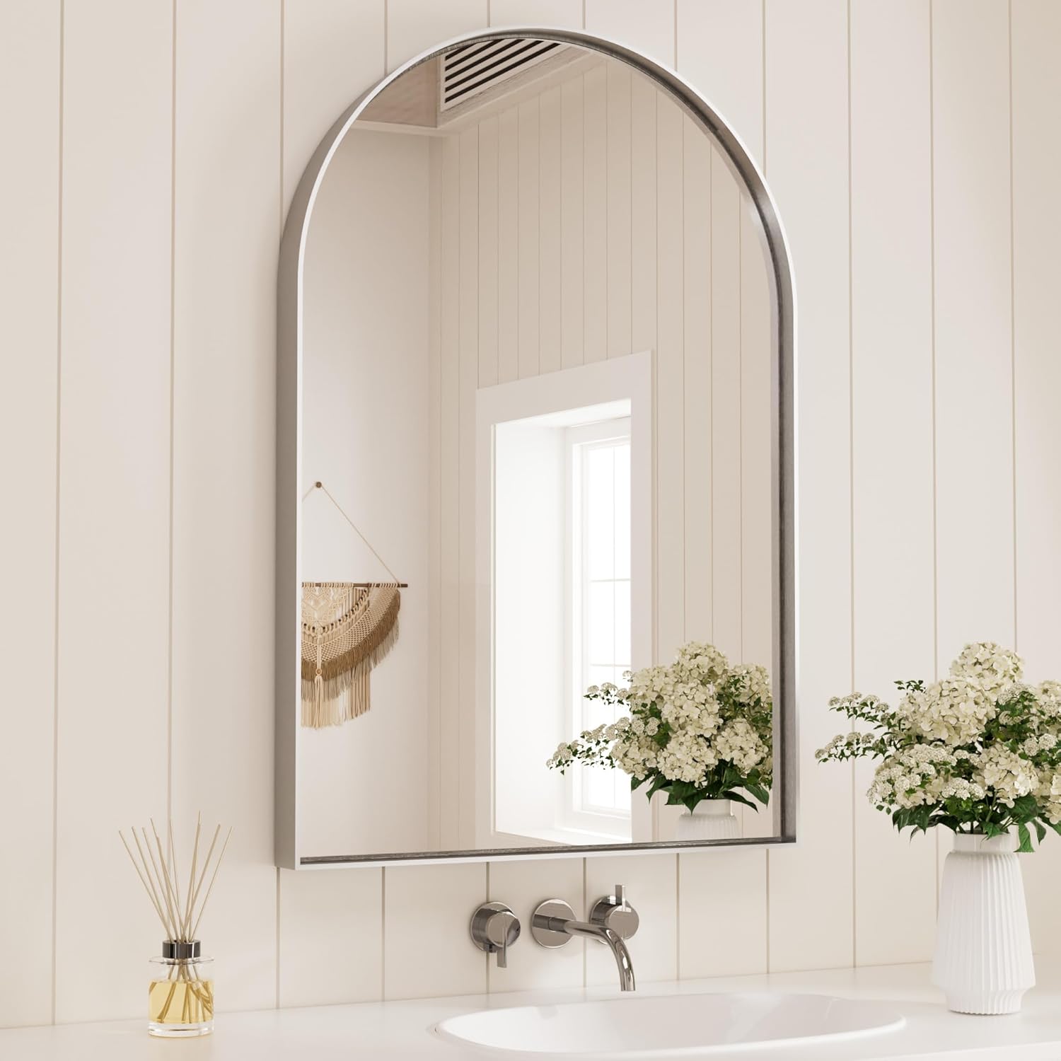 Amazon.com: TETOTE Brushed Silver Mirror for Vanity, 20 x 30 Silver ...