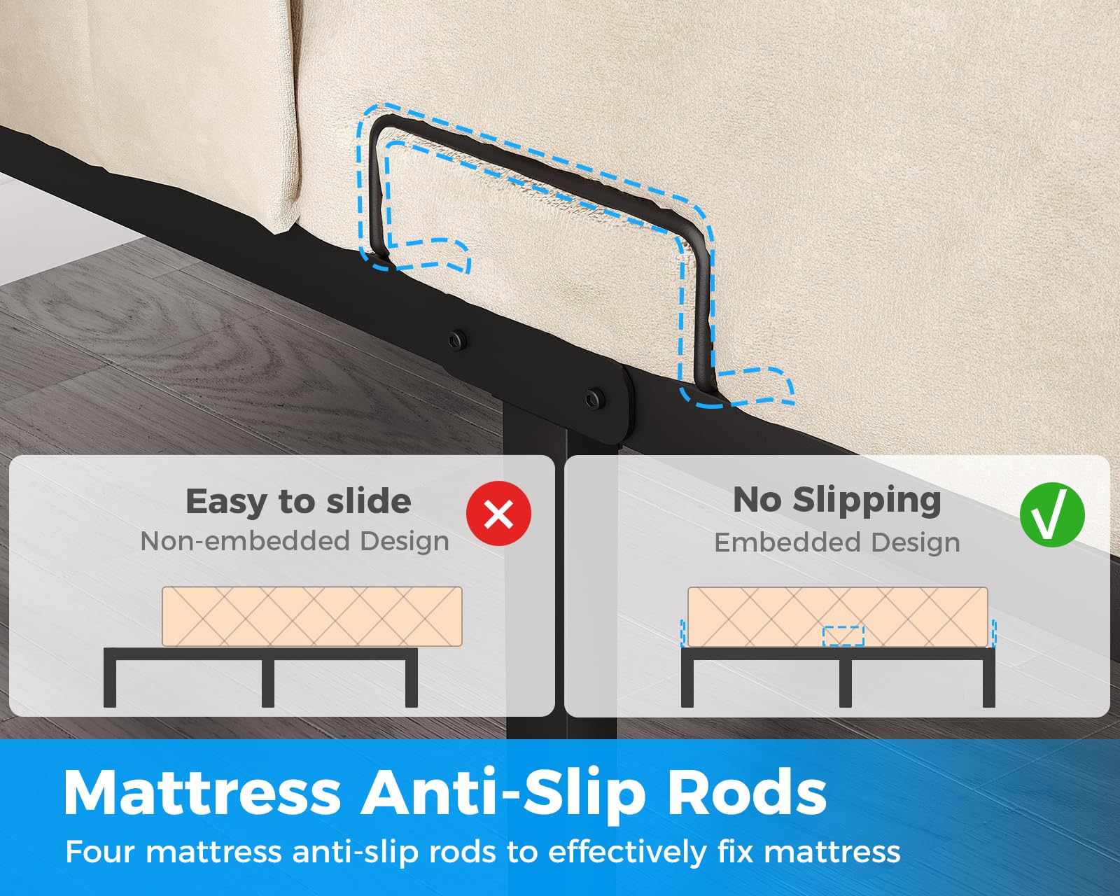 KKL 18 Inch Queen Bed Frame, Heavy Duty Steel Platform with Mattress ...