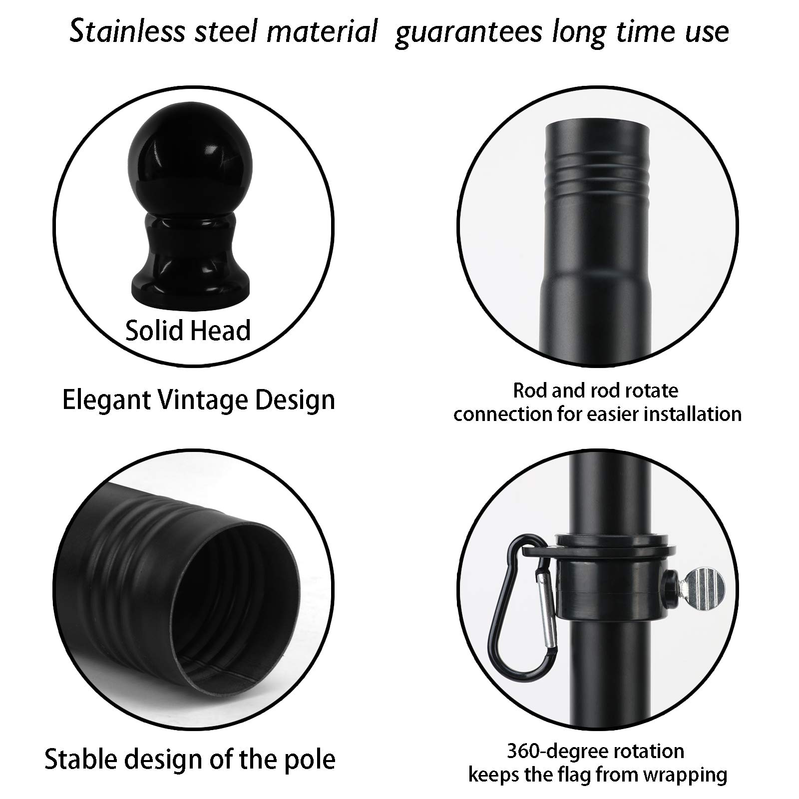 Snapklik.com : HOOSUN 6 FT Flag Pole Kit