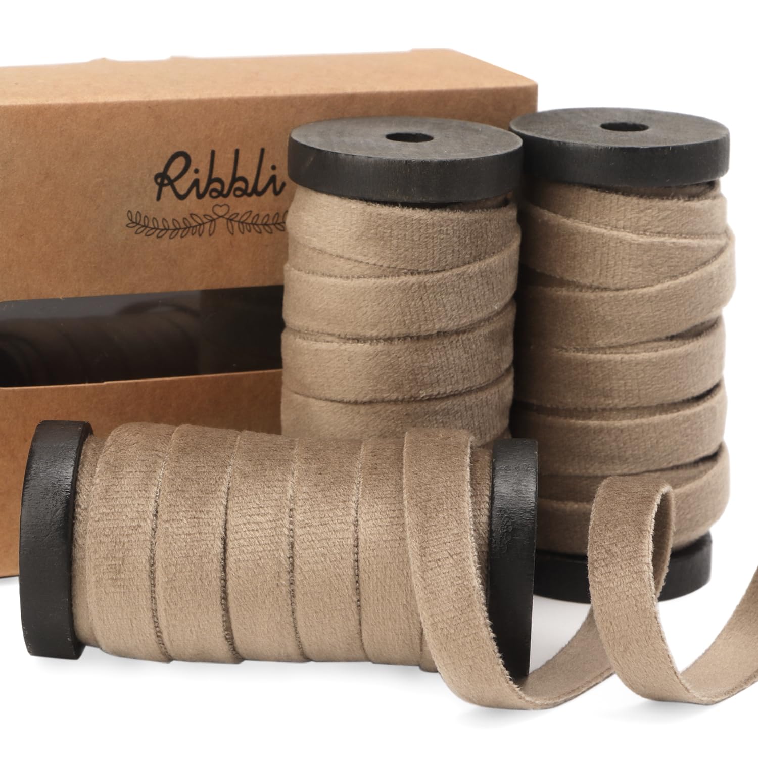 Amazon.com: Ribbli Camel Brown Velvet Ribbon 3 Rolls Double Faced 3/8 ...
