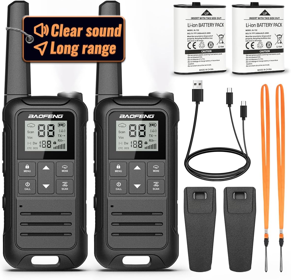 Amazon.com: Baofeng Walkie Talkies F22 Long Range Walkie Talkies for ...