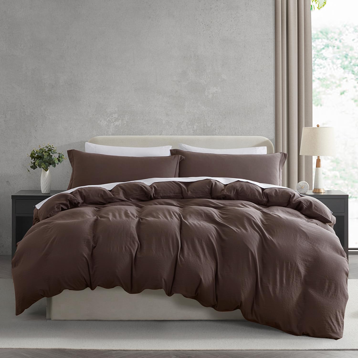 Amazon.com: Nestl Chocolate Brown Duvet Cover King Size - Soft ...
