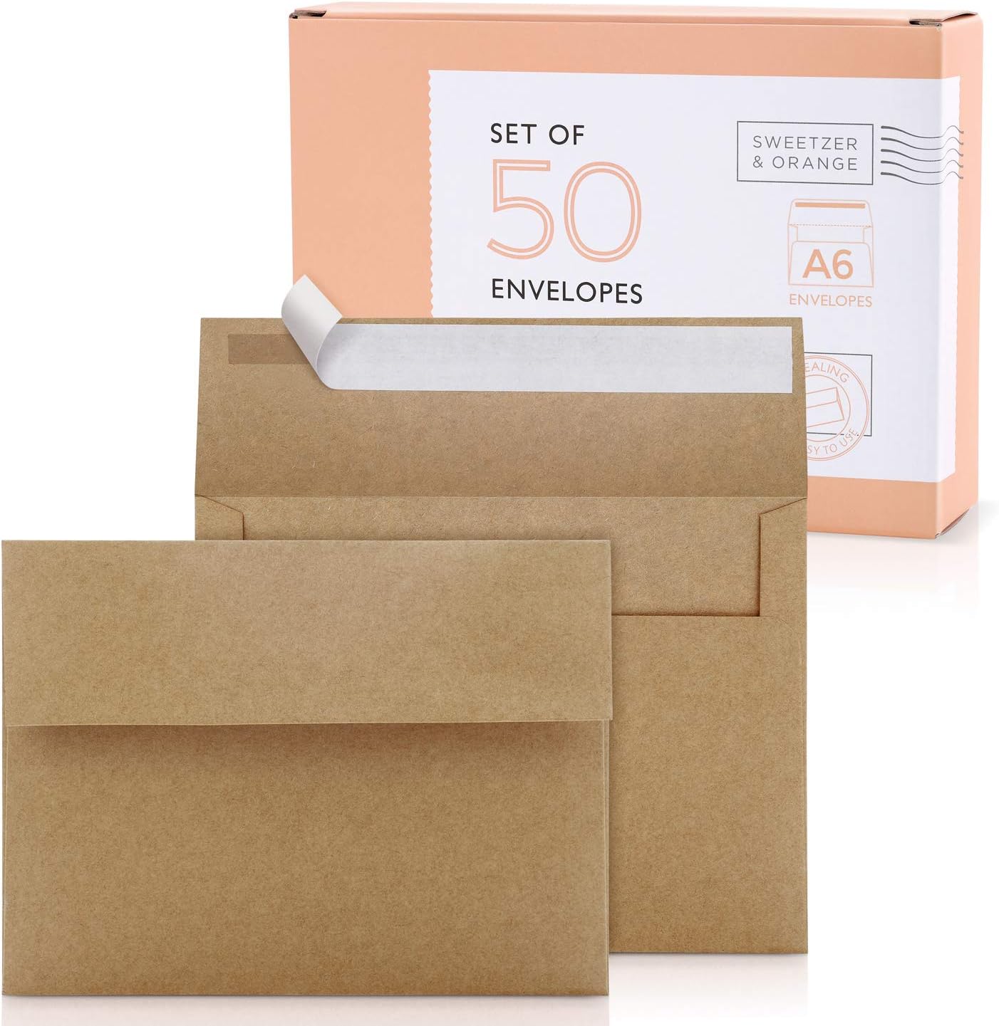 Sweetzer & Orange A6 Envelopes for 4x6 Cards. (50 with Box). Brown ...