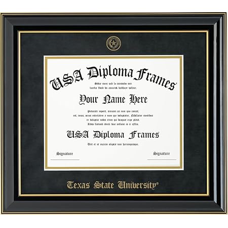 Amazon.com - Texas State University Diploma Frame - Black with Gold ...