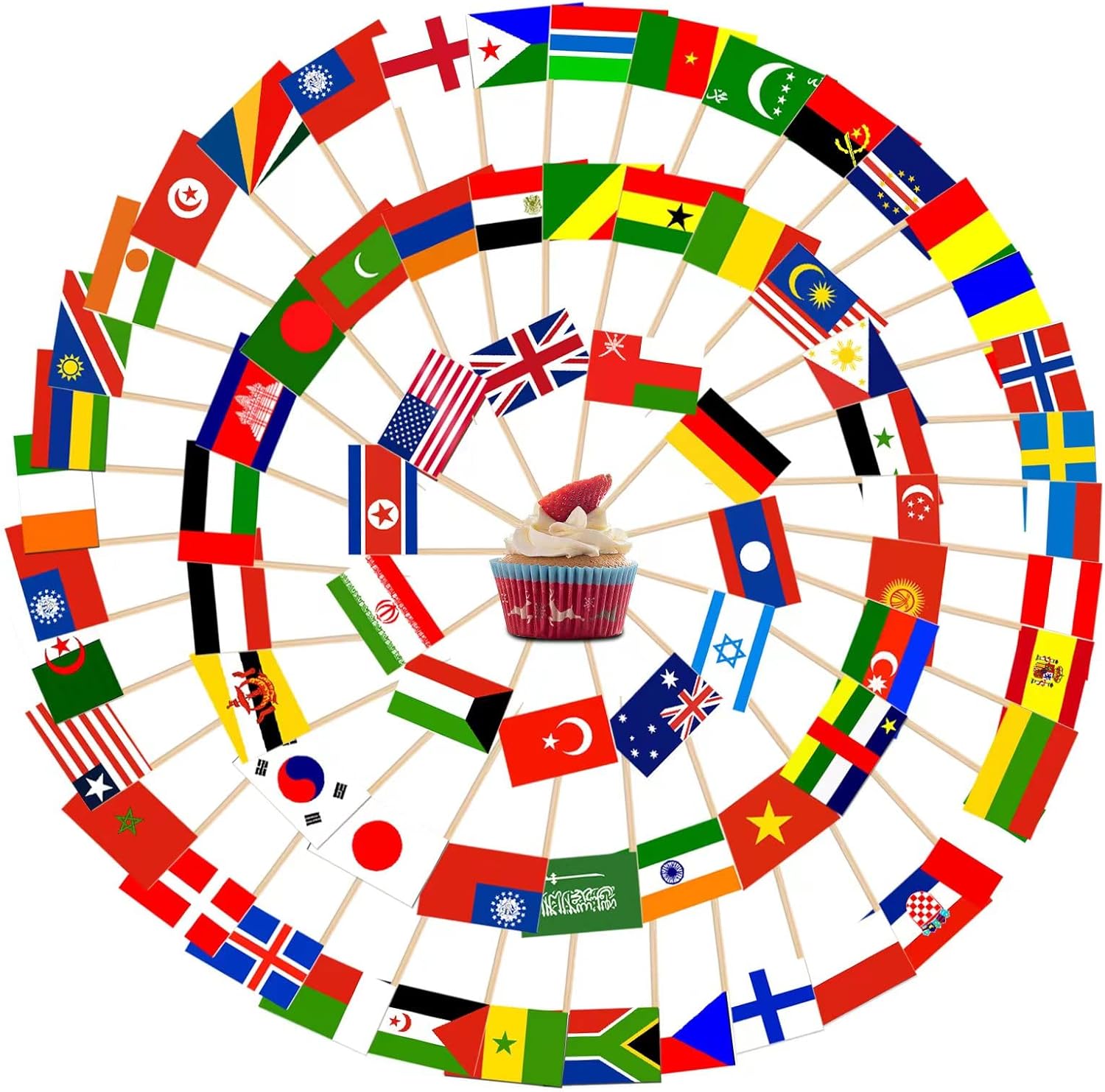 Amazon.com | AhfuLife 200 Pcs Different Countries Toothpick Flag, Mini ...