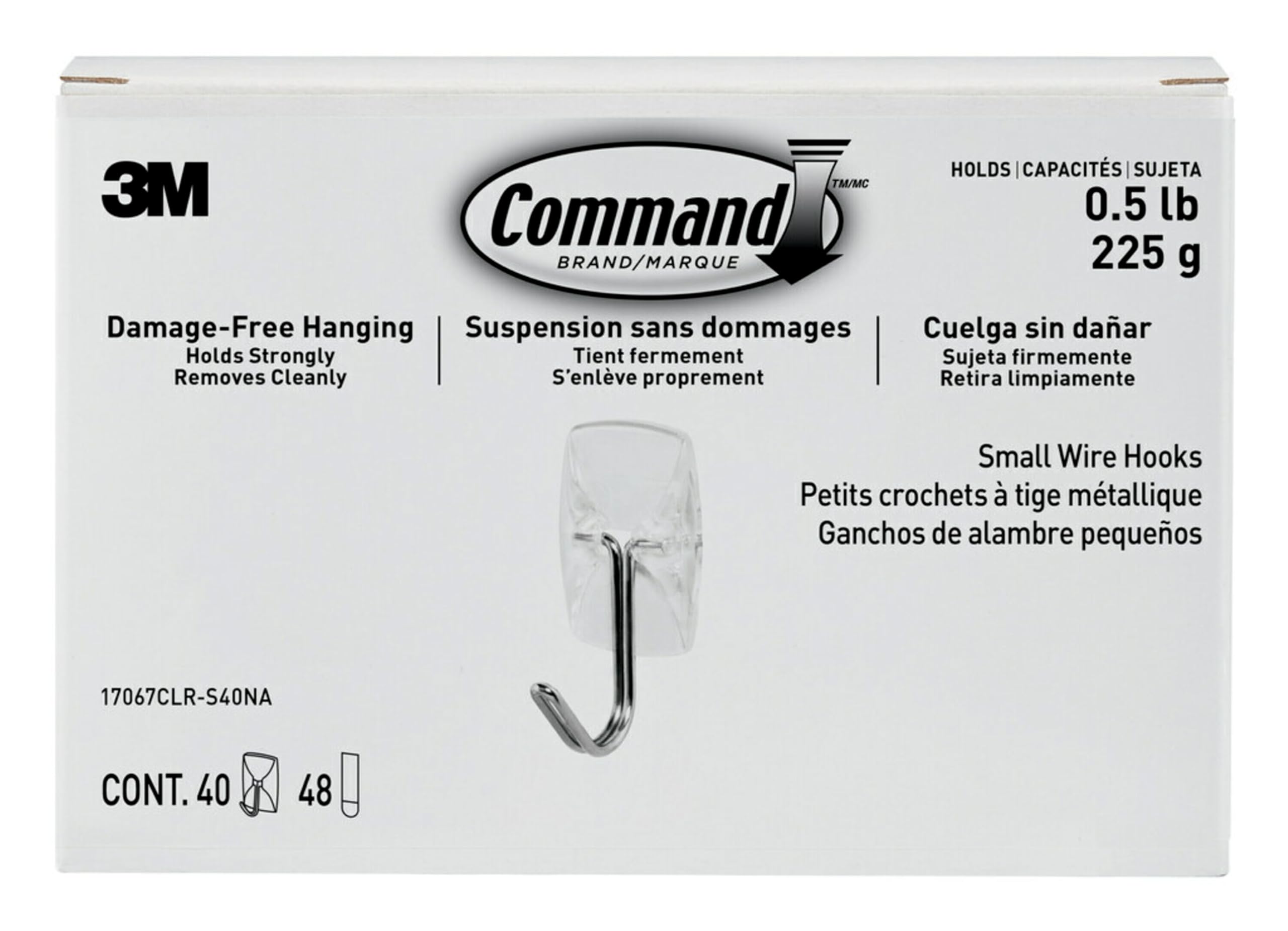 Amazon.com: Command Small Clear Wire Toggle Hooks, 40 Hooks and 48 ...