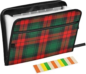 Buffalo Plaid Dark Green File Folder with Rainbow Labels for Paper ...