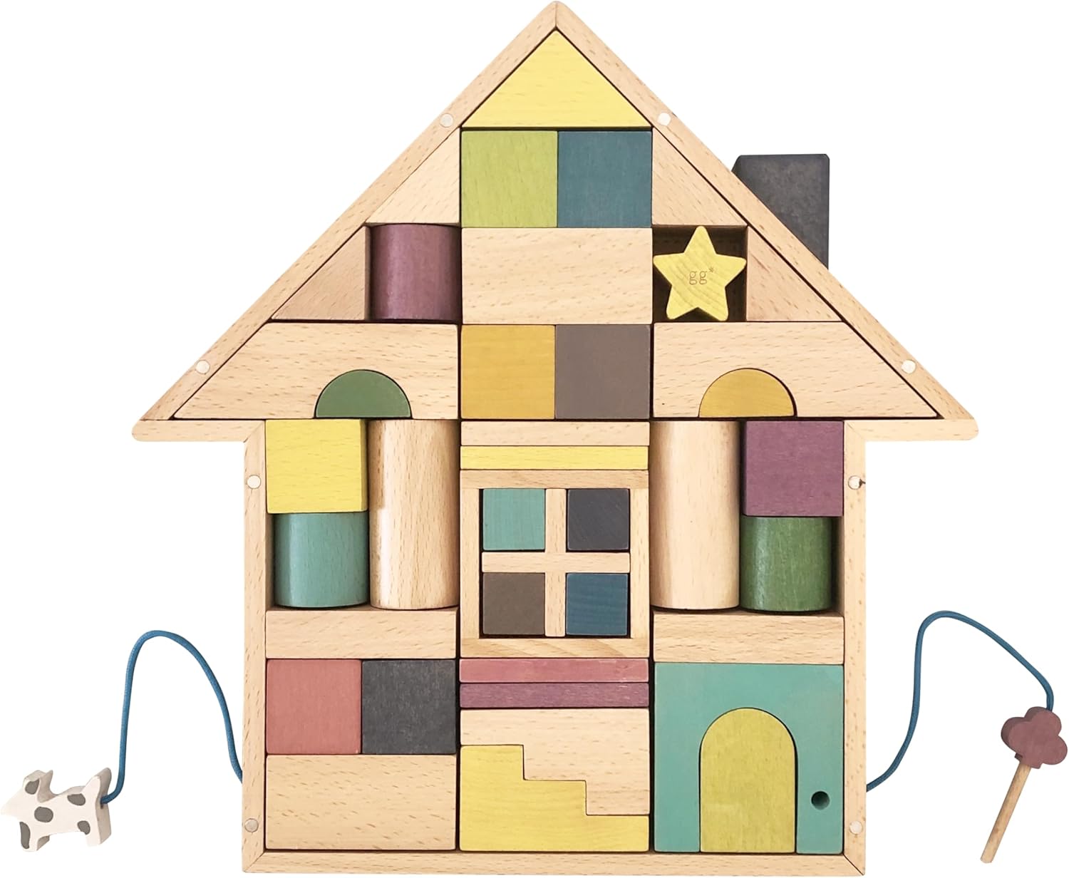 Amazon.com: kiko+ gg Tsumiki House-Shaped Wooden Building Block Set ...