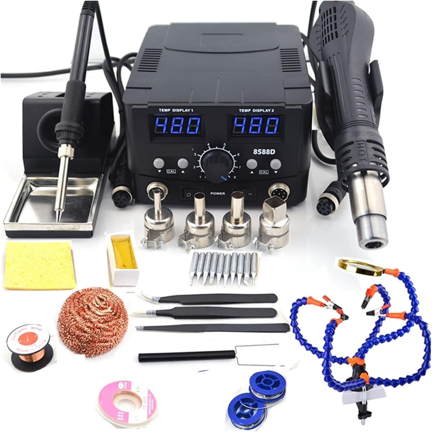 Soldering Station 2 in 1 800W LED Digital Soldering Station Hot Air Gun ...
